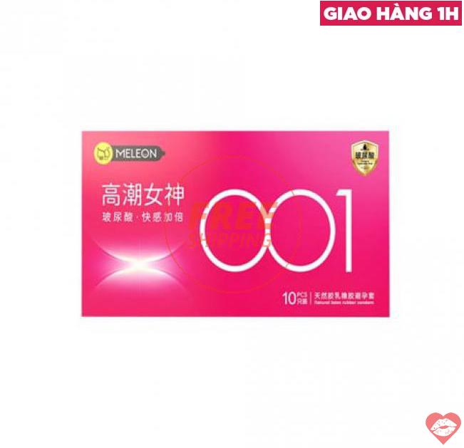 Bỏ sỉ Bao cao su Meleon 001 Pink - Siêu mỏng nhiều gel bôi trơn HA - Hộp 10 cái cao cấp